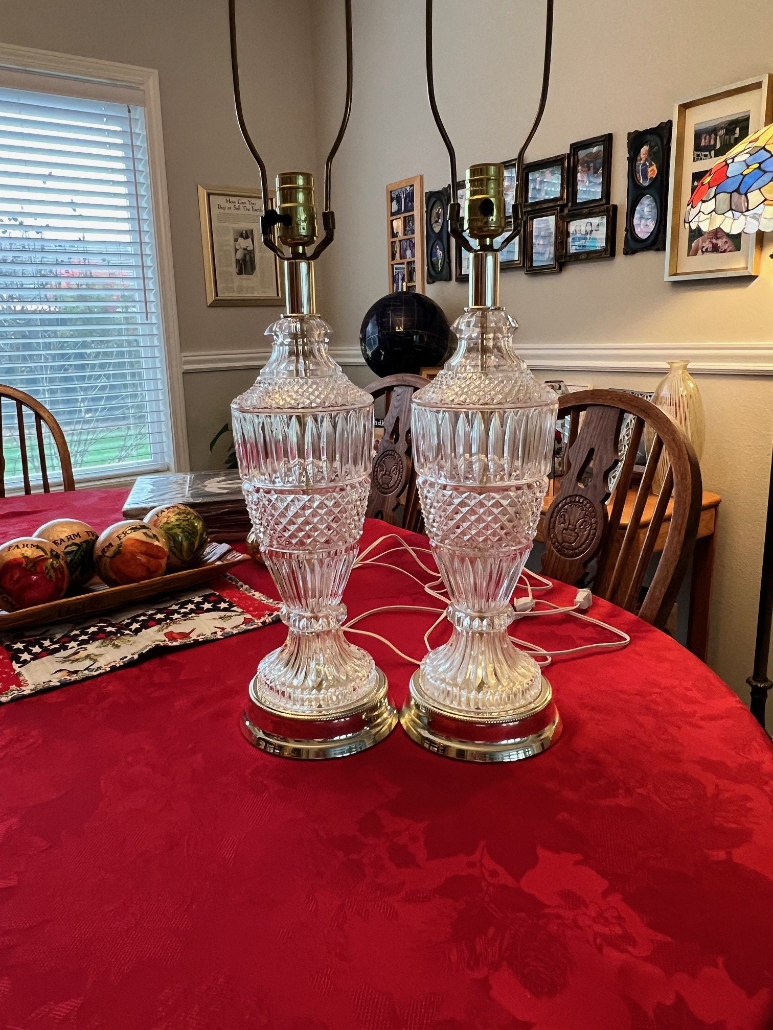 Vintage Crystal Table Lamps, 1950's Hollywood Regency. 2 Lamps for One ...