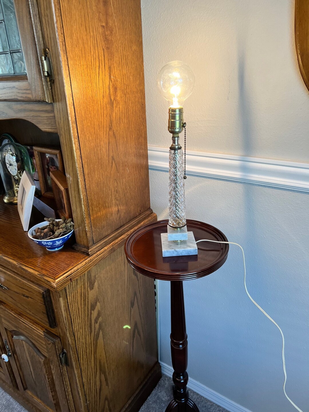 Vintage Crystal Table Lamp With Marble Base. Made in Italy. Very Nice ...