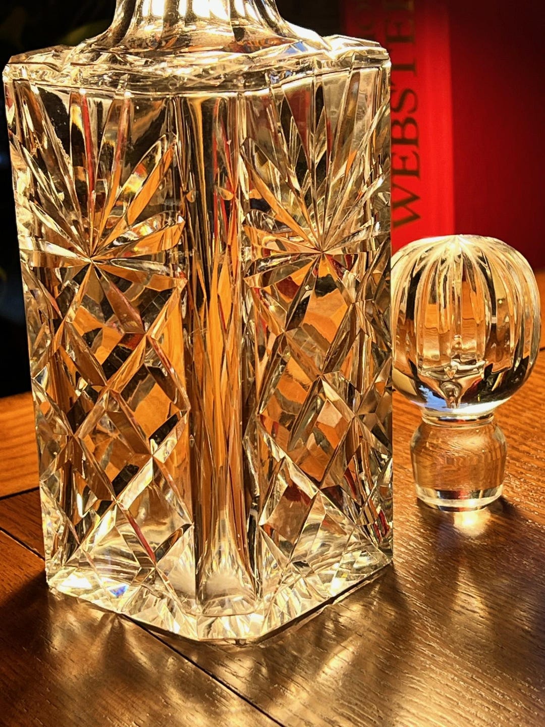 Mid Century Cut Lead Crystal Decanter With Faceted Stopper. (O) - Etsy