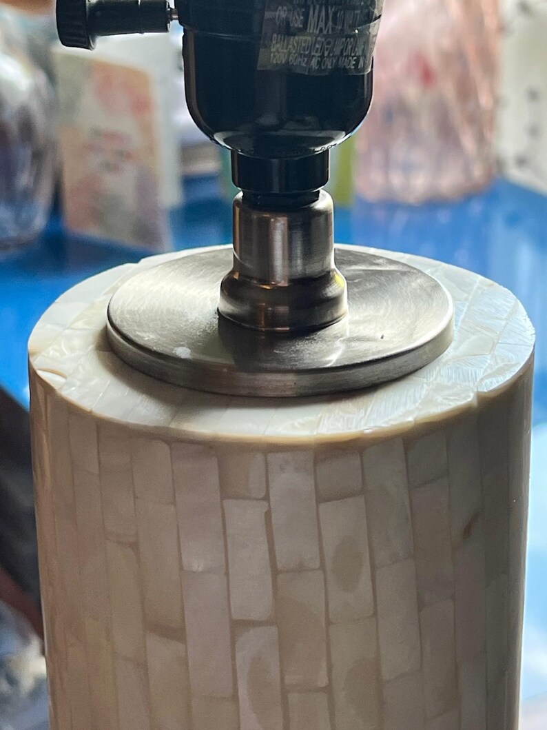 Vintage Mother of Pearl Capiz Shell Mosaic Tile Inlay Lamp. Perfect ...