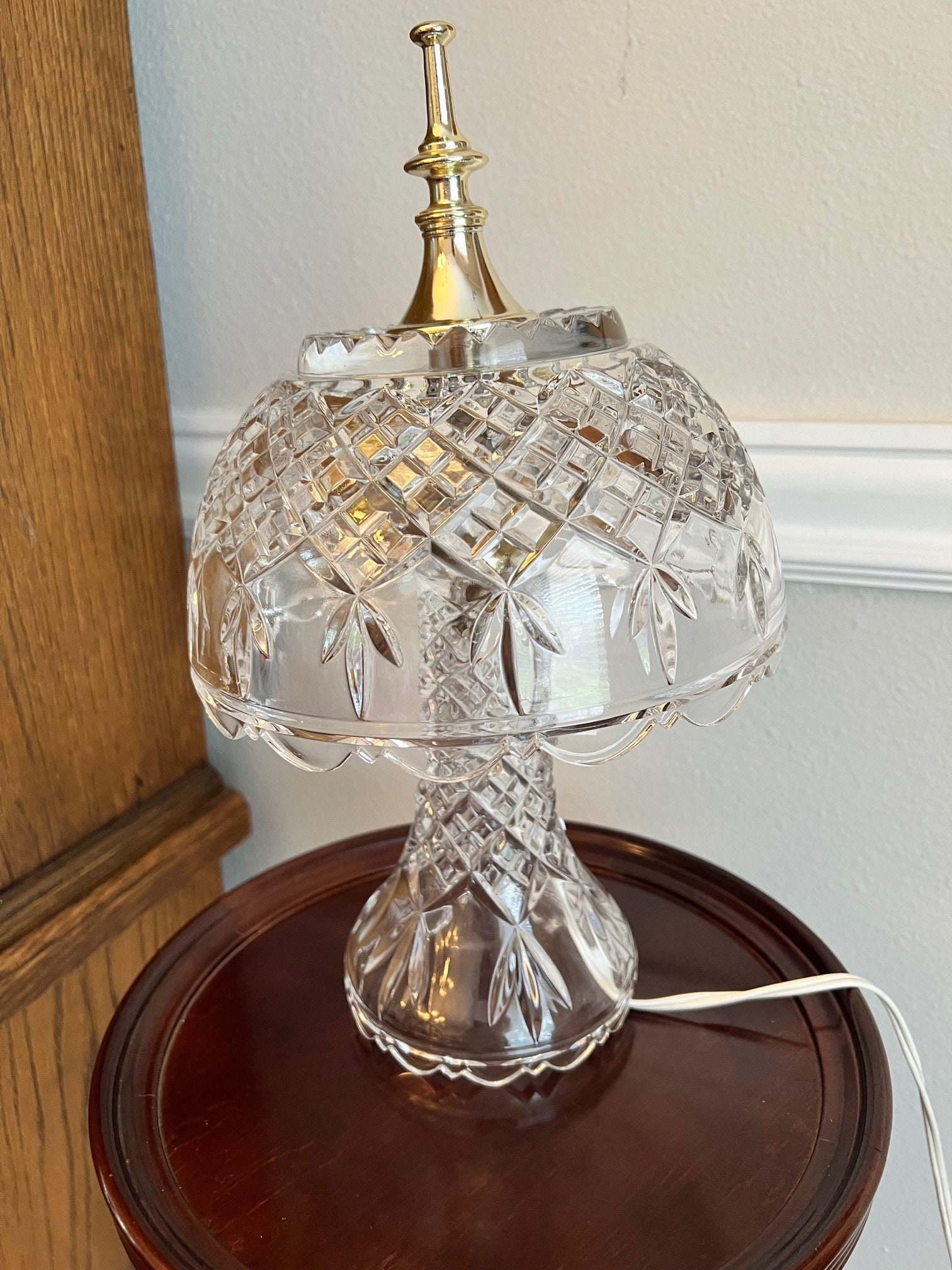 Vintage Crystal Table Lamp, Stunning Parlor Boudoir. Heavy Glass ...