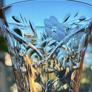 Stunning Vintage Crystal Wine Goblets. Beautiful Floral Design. Perfect ...