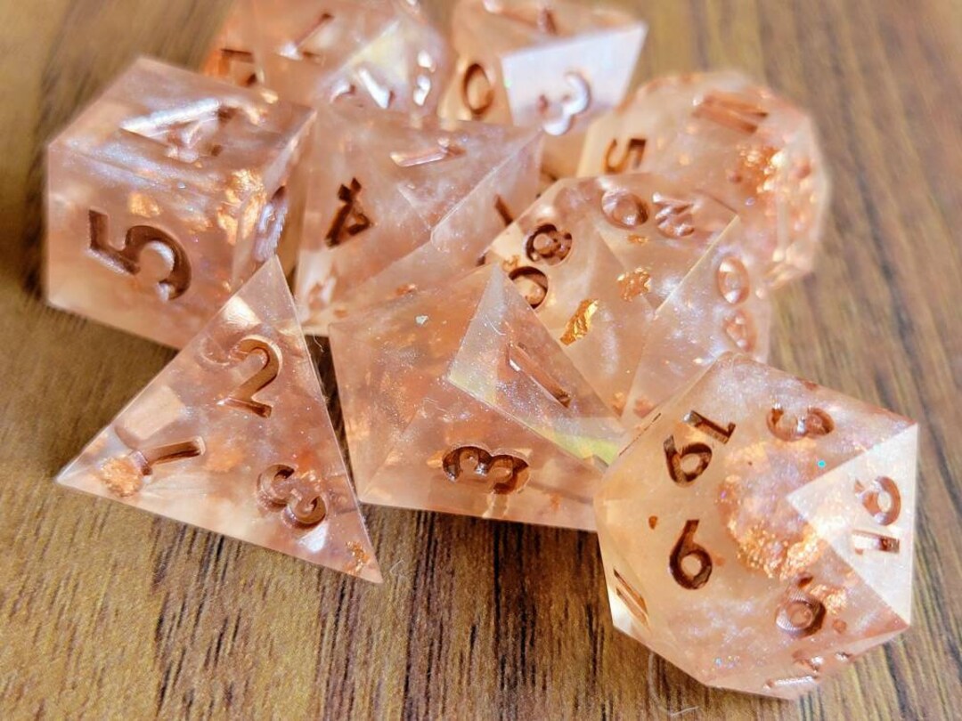 Rose Gold Foil Dnd Dice Set Dungeons and Dragons Dice - Etsy