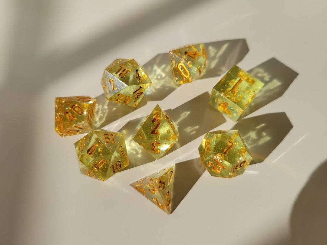 Lucky Dnd Dice Set Clear Green and Gold Dungeons and Dragons - Etsy