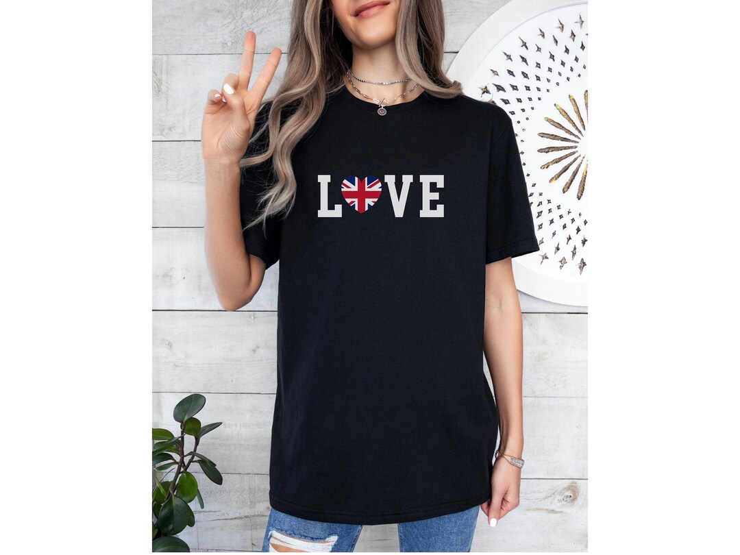 Union Jack Love Heart T-shirt - Etsy