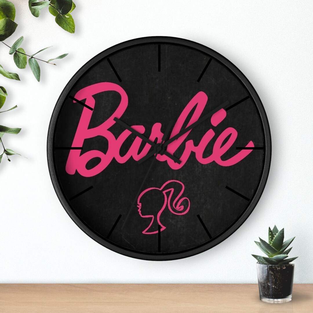 Black Pink Barbie Wall Clock Children's Room Wall Clock - Etsy