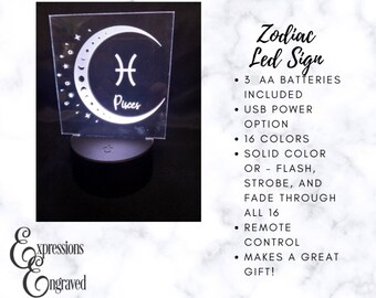Pisces Light Sign - Etsy