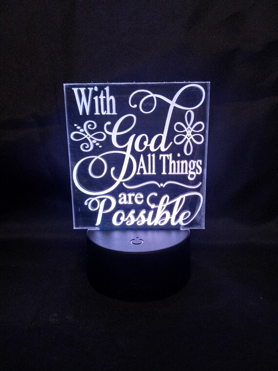 With God All Things Are Possible LED Acrylic Light up Sign | Etsy