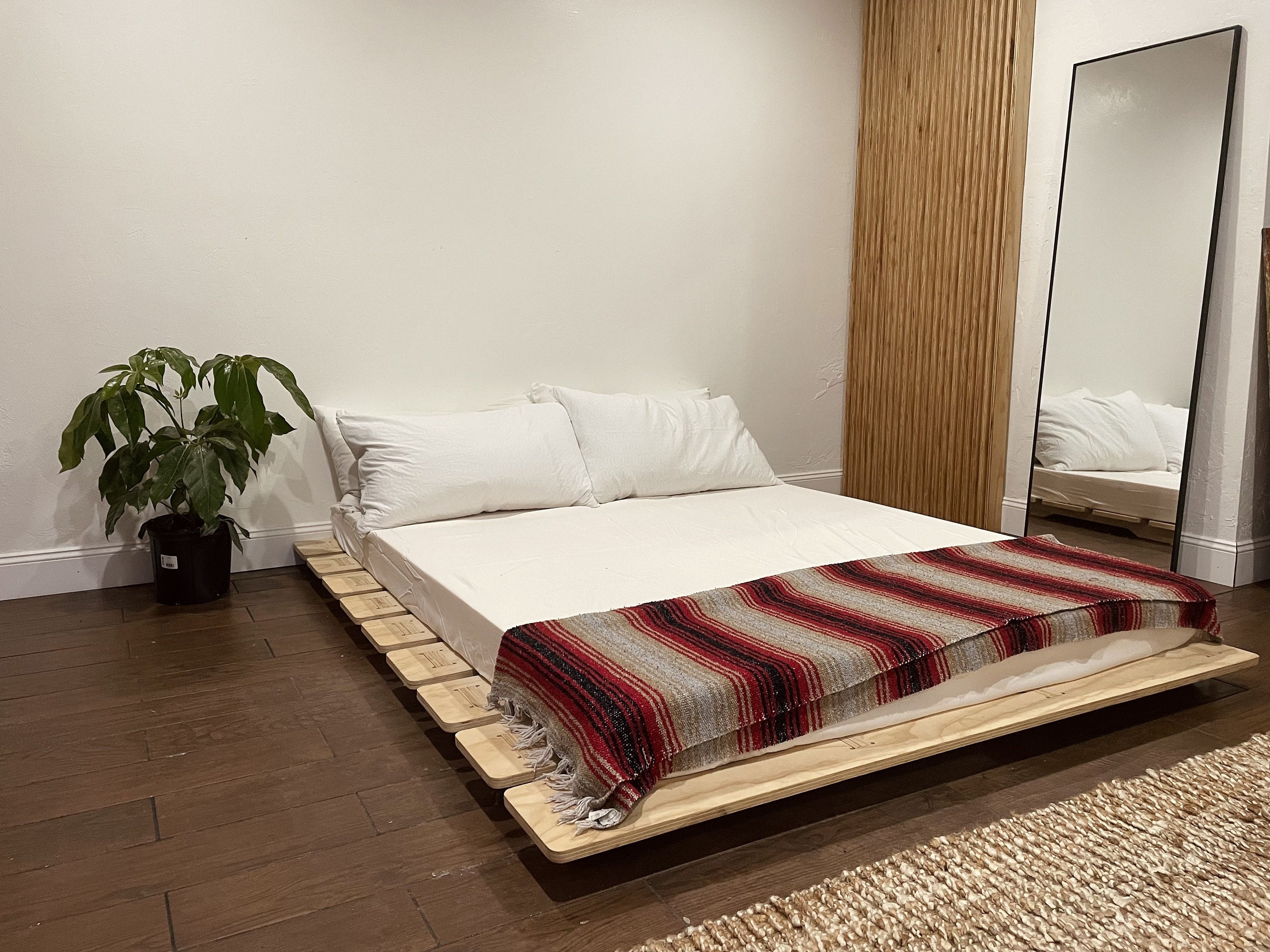 Handmade Wooden Low Profile Platform Bed Frame Etsy UK