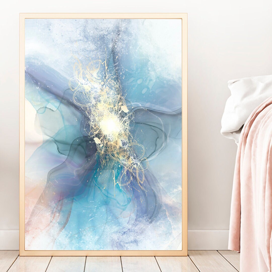 BLUE SMEARS ART Set of Prints, Wall Art, Painting, Art Print, Canvas ...