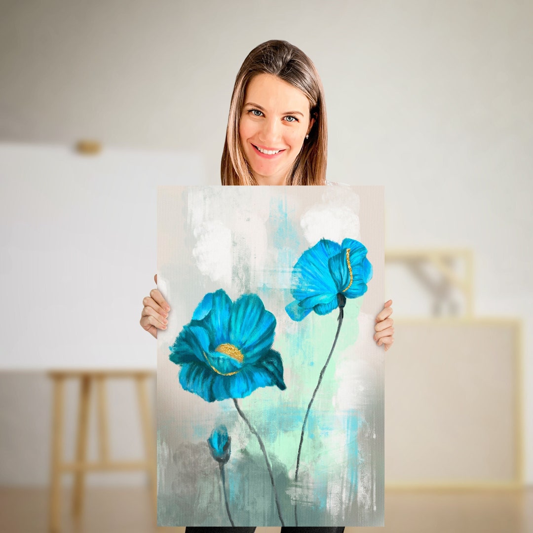 Blue Flowers in the Rain Unique Graphic Design by - Etsy