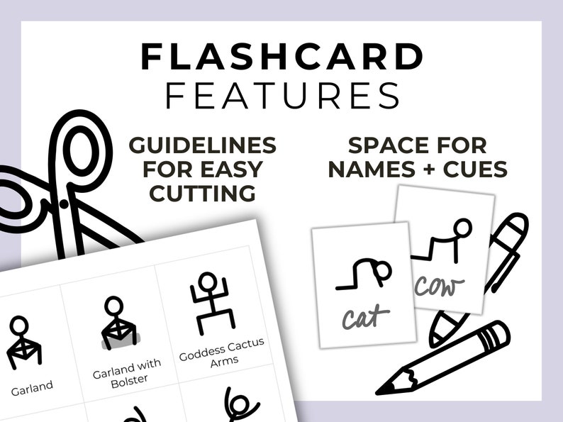 Printable Yoga Pose Flashcards Yoga Stick Figure +props for Yoga ...