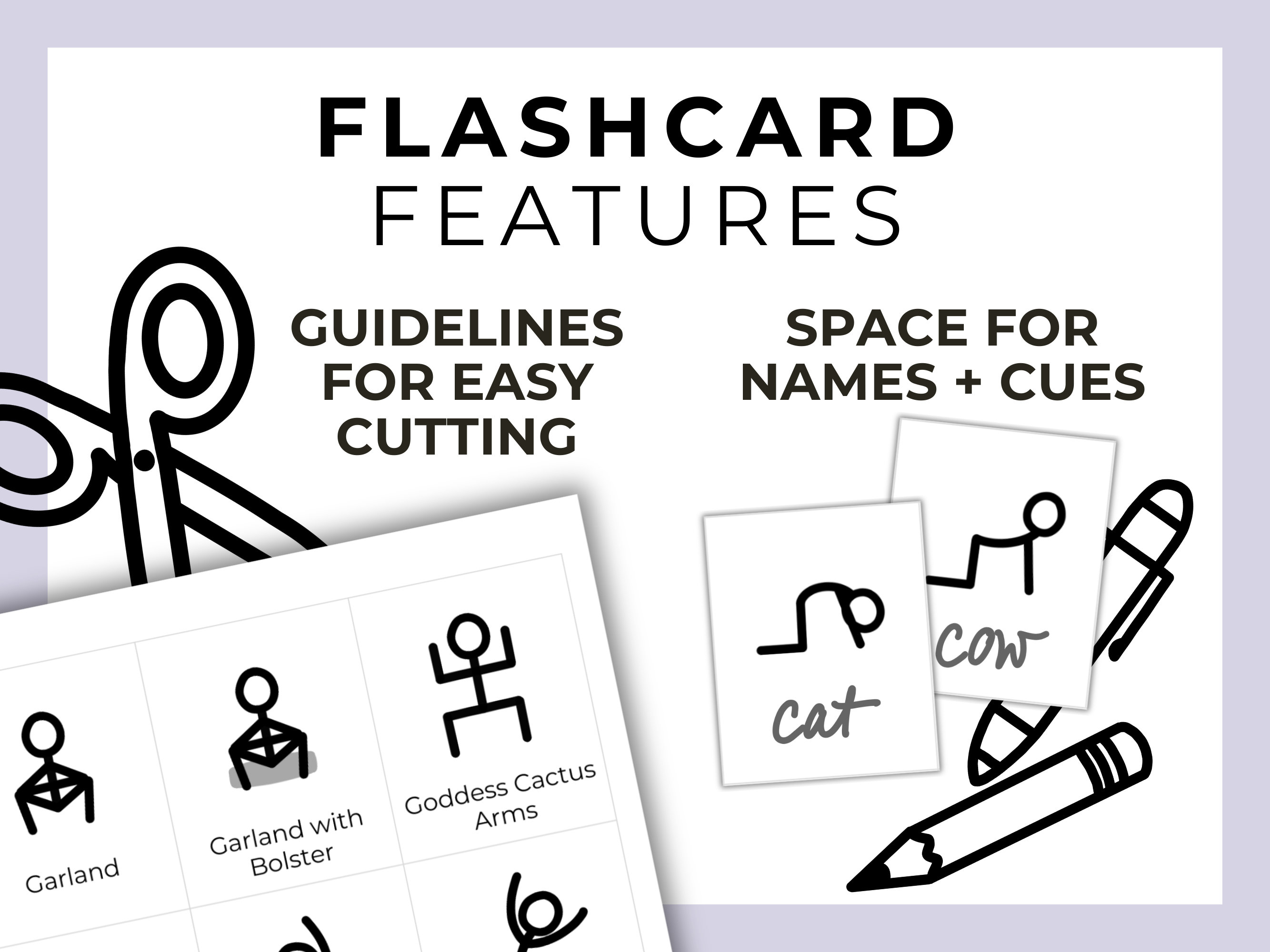 Printable Yoga Pose Flashcards of Stick Figure Poses (PDF) for Yoga ...