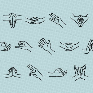 Mudra Hand Poses Graphics Editable on Canva Mudras for Digital Stickers ...
