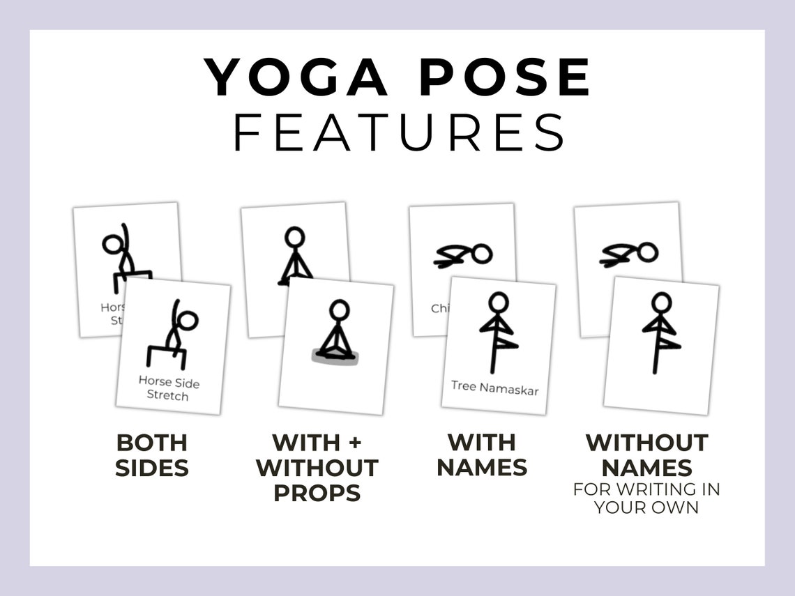 Printable Yoga Pose Flashcards Yoga Stick Figure +props for Yoga ...