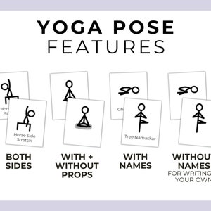 Printable Yoga Pose Flashcards Yoga Stick Figure +props for Yoga ...