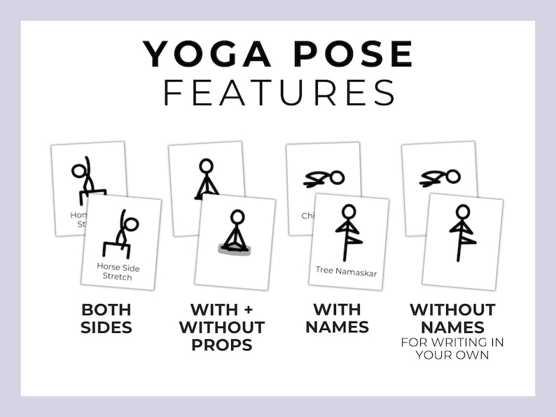 Printable Yoga Pose Flashcards Yoga Stick Figure +props for Yoga ...