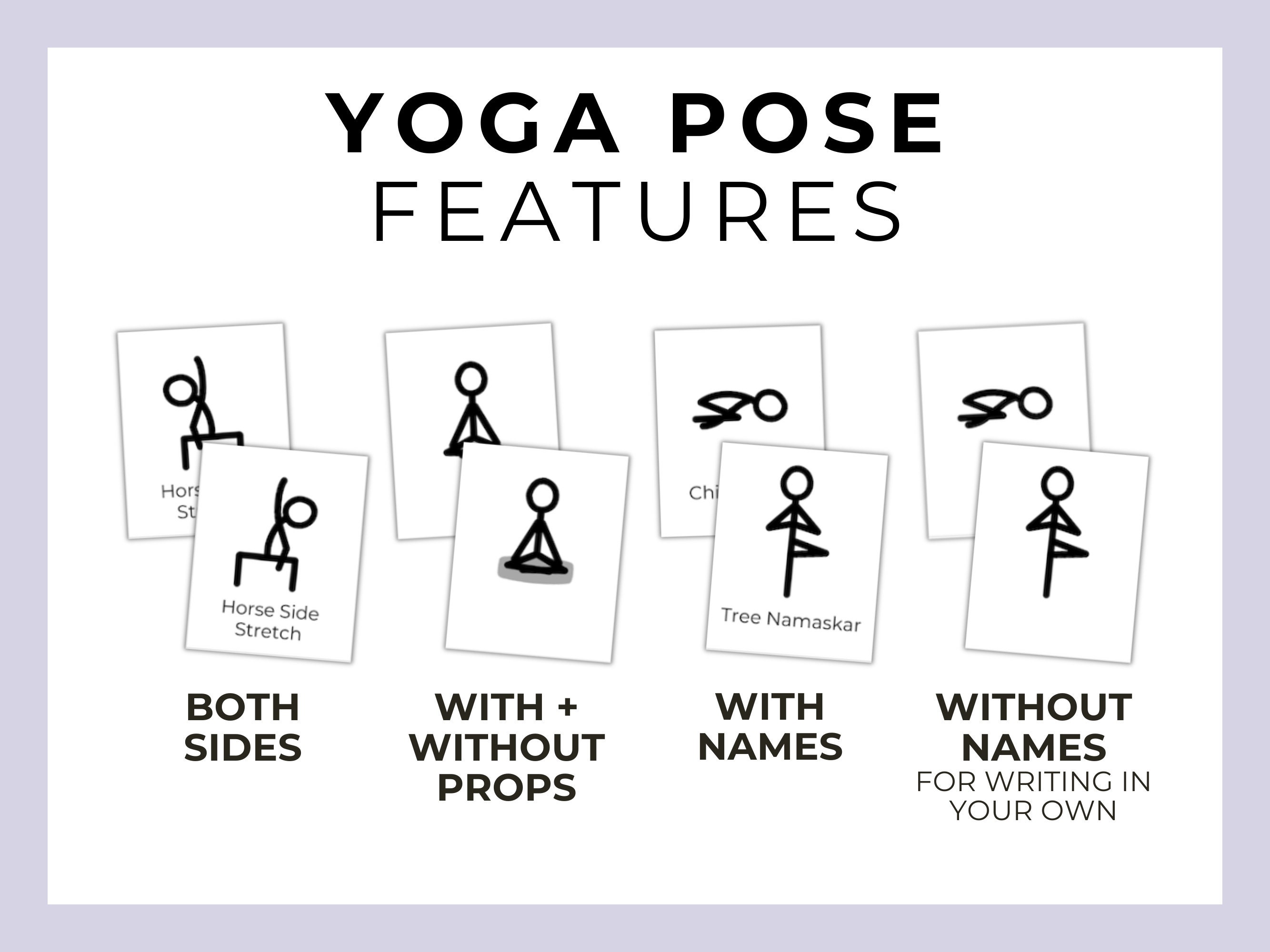 Printable Yoga Pose Flashcards Yoga Stick Figure +props for Yoga ...