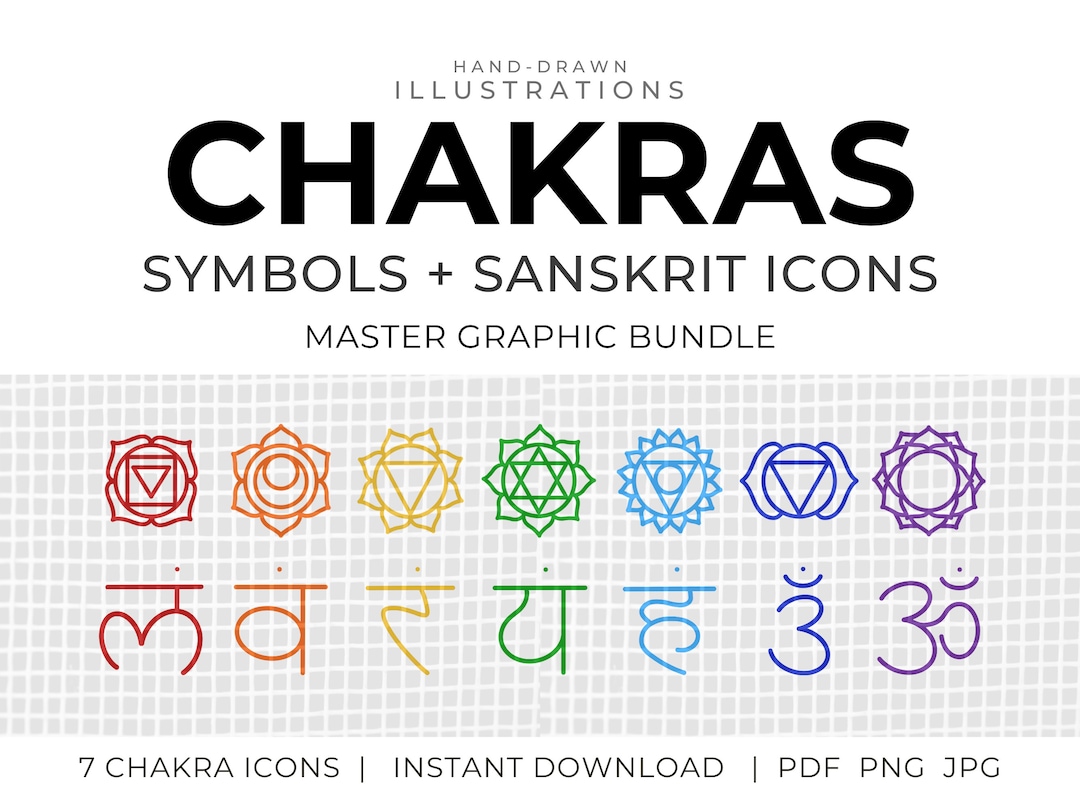 Chakra Symbols Chakra Sanskrit for Yoga Class Chakra Graphics for ...