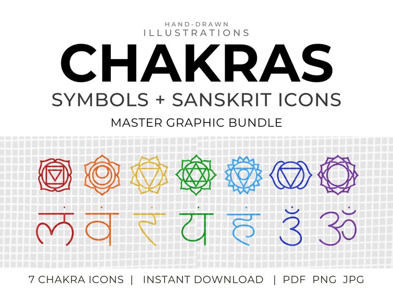 Chakra Symbols Chakra Sanskrit for Yoga Class Chakra Graphics for ...