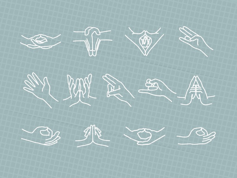 Mudra Hand Poses Graphics: Yoga Meditation Clip Art (digital Download ...