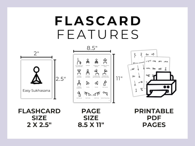 Printable Yoga Pose Flashcards Yoga Stick Figure +props for Yoga ...
