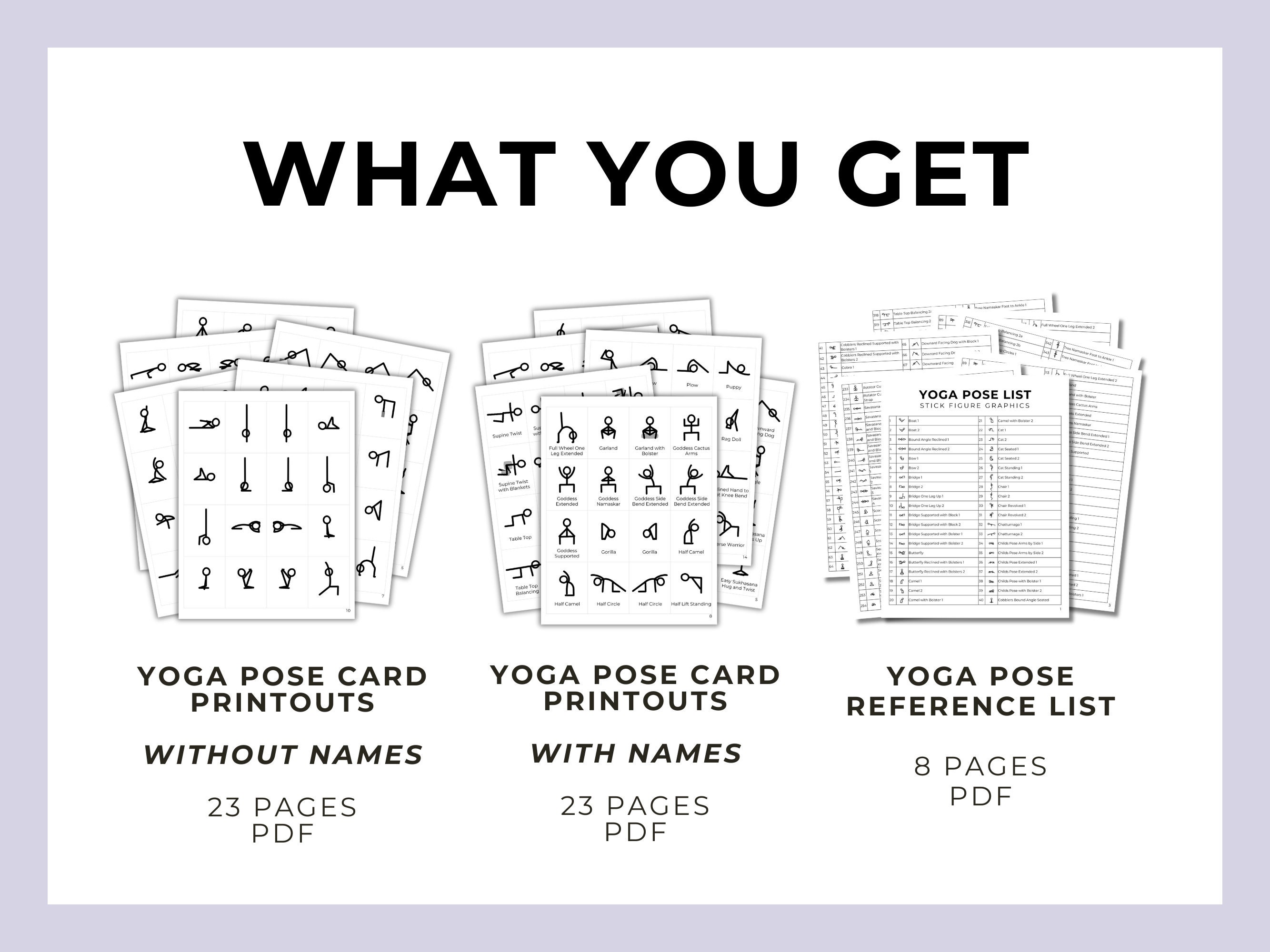 Printable Yoga Pose Flashcards Yoga Stick Figure +props for Yoga ...