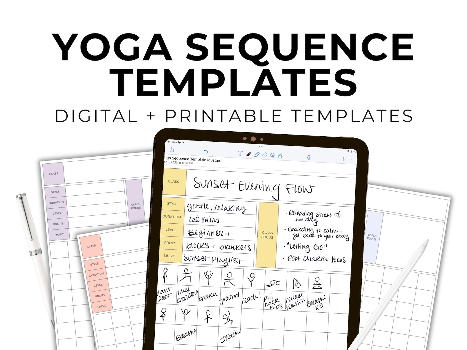 Yoga Class Planner: Sequence Template for Canva, Goodnotes, Notability ...