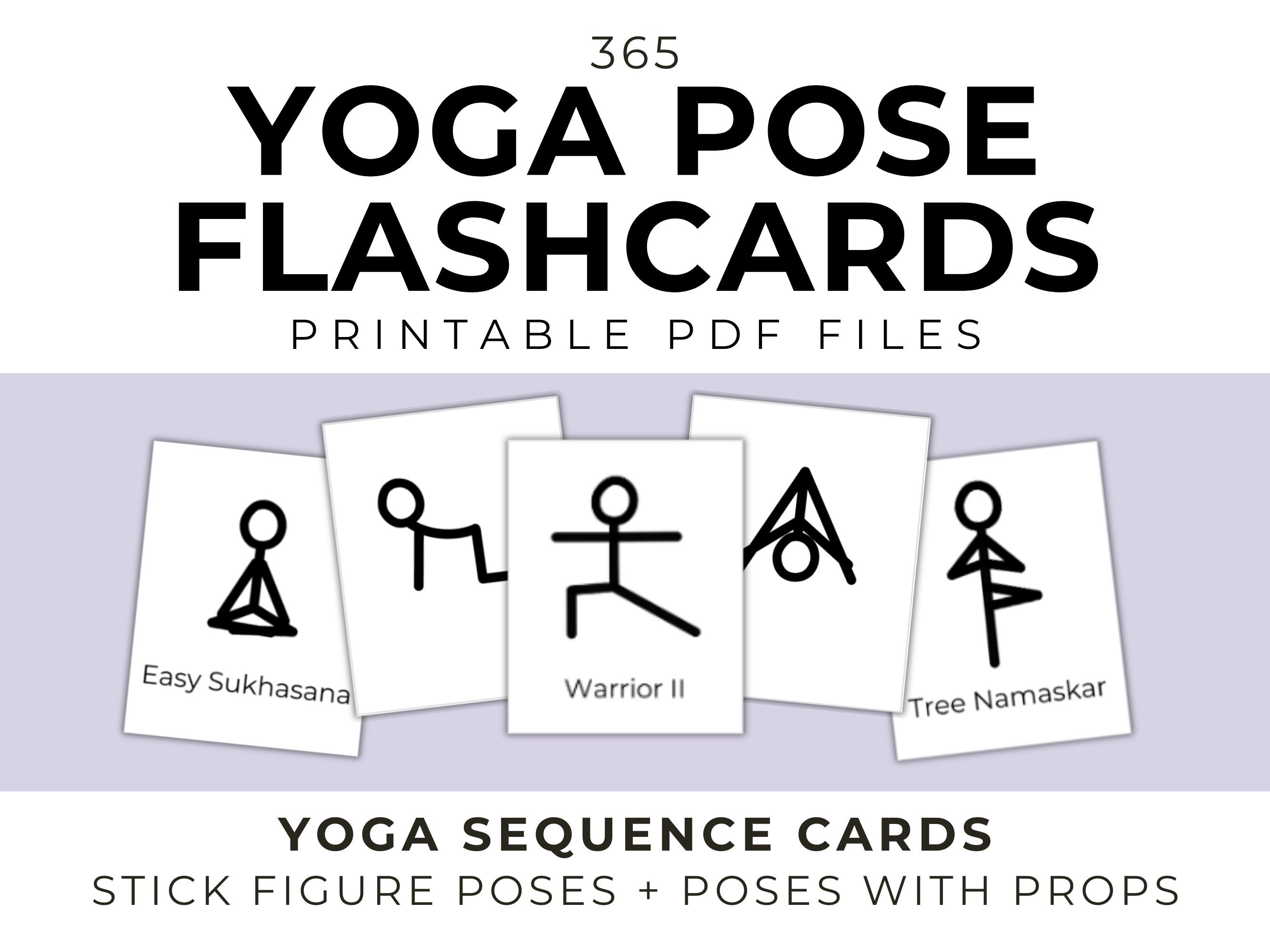 Printable Yoga Pose Flashcards Yoga Stick Figure +props for Yoga ...