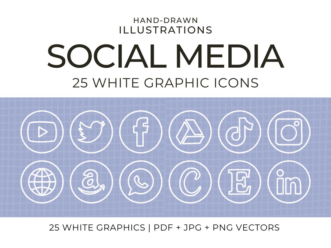 White Social Media Icon Graphics: Website, Instagram, Tiktok, Social ...