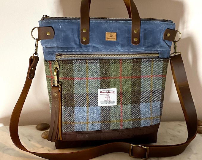 Crossbody Tote Bag for Women/ Aberdeen Tote/ Harris Tweed Tote/waxed ...