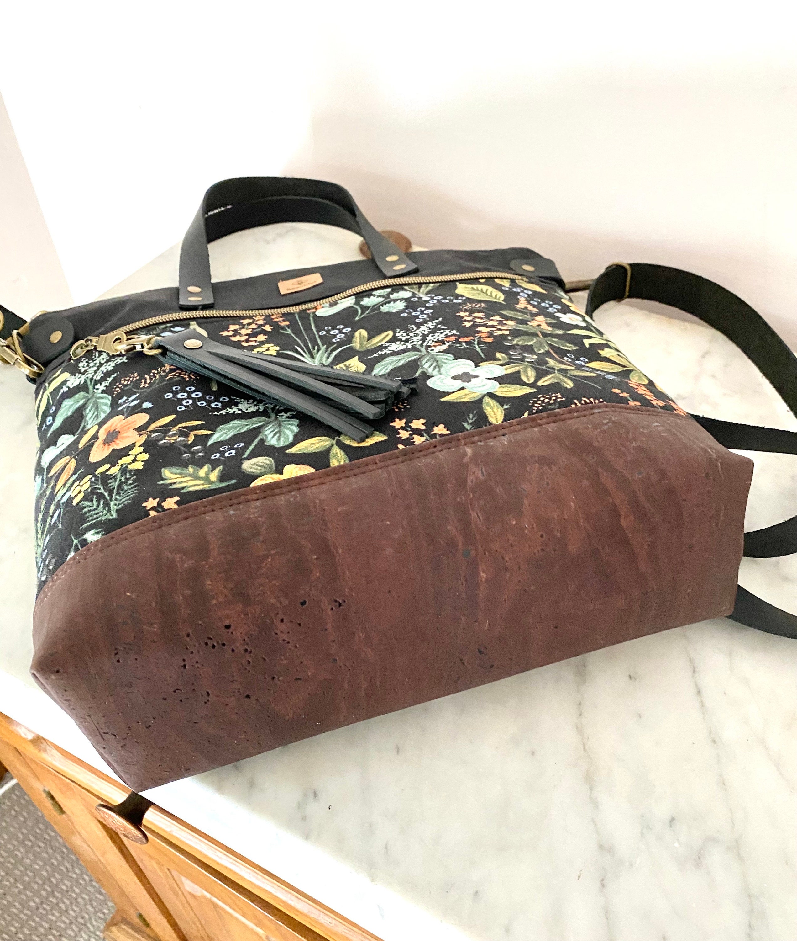 Black Crossbody Tote Bag/ Aberdeen Tote Bag/ Waxed Canvas Bag/ Handbag ...