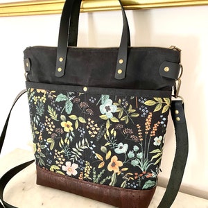 Black Crossbody Tote Bag/ Aberdeen Tote Bag/ Waxed Canvas Bag/ Handbag ...