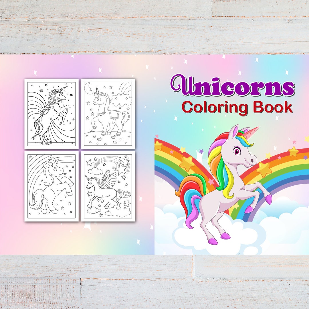Unicorns Coloring Book, Coloring Unicorns Pages, Kids Unicorn Coloring ...