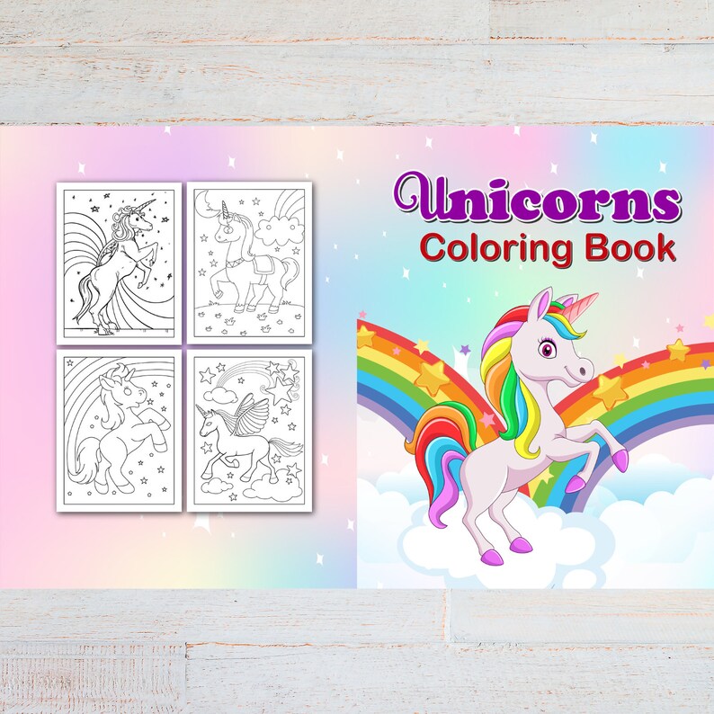 Unicorns Coloring Book, Coloring Unicorns Pages, Kids Unicorn Coloring ...