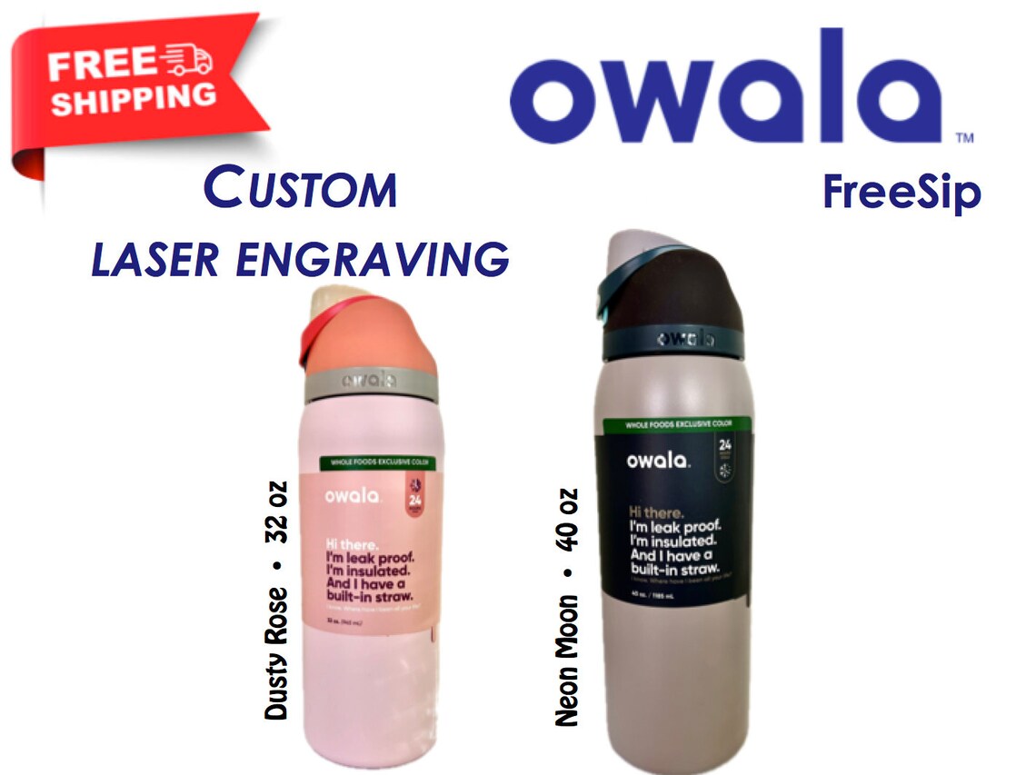 Owala Free Sip Peachy Rose and Neon Moon Personalized Water Bottle ...