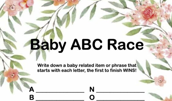Baby ABC Race Baby Shower Game ENG | Etsy