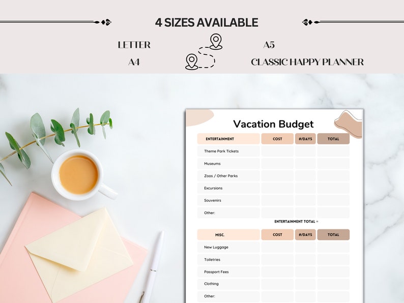Vacation Budget Printable Travel Budget Planner Vacation - Etsy
