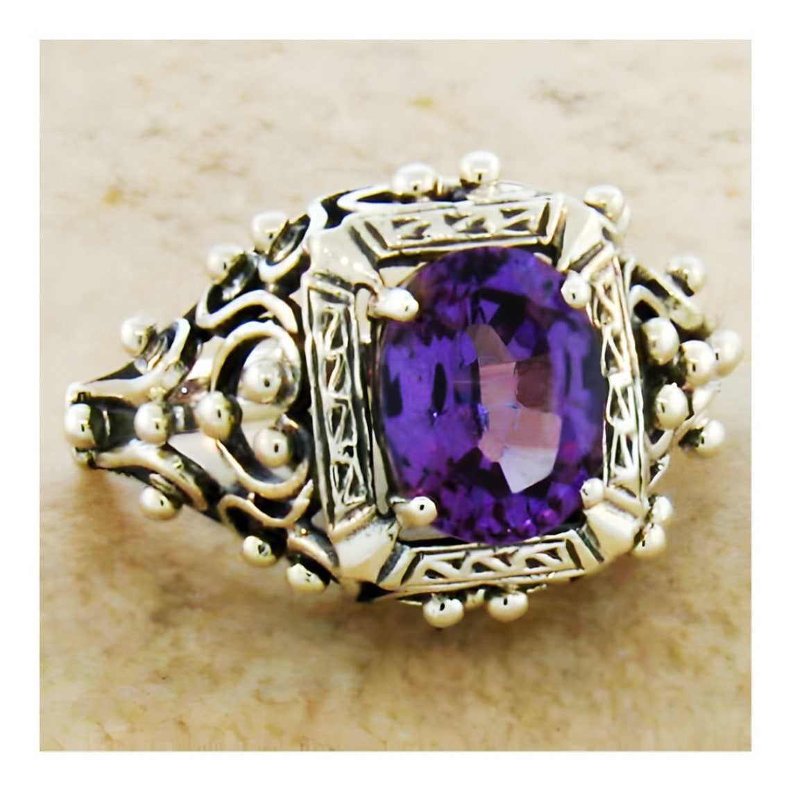 Vintage Estate Color Changing Alexandrite Solitaire Filigree Ring in ...
