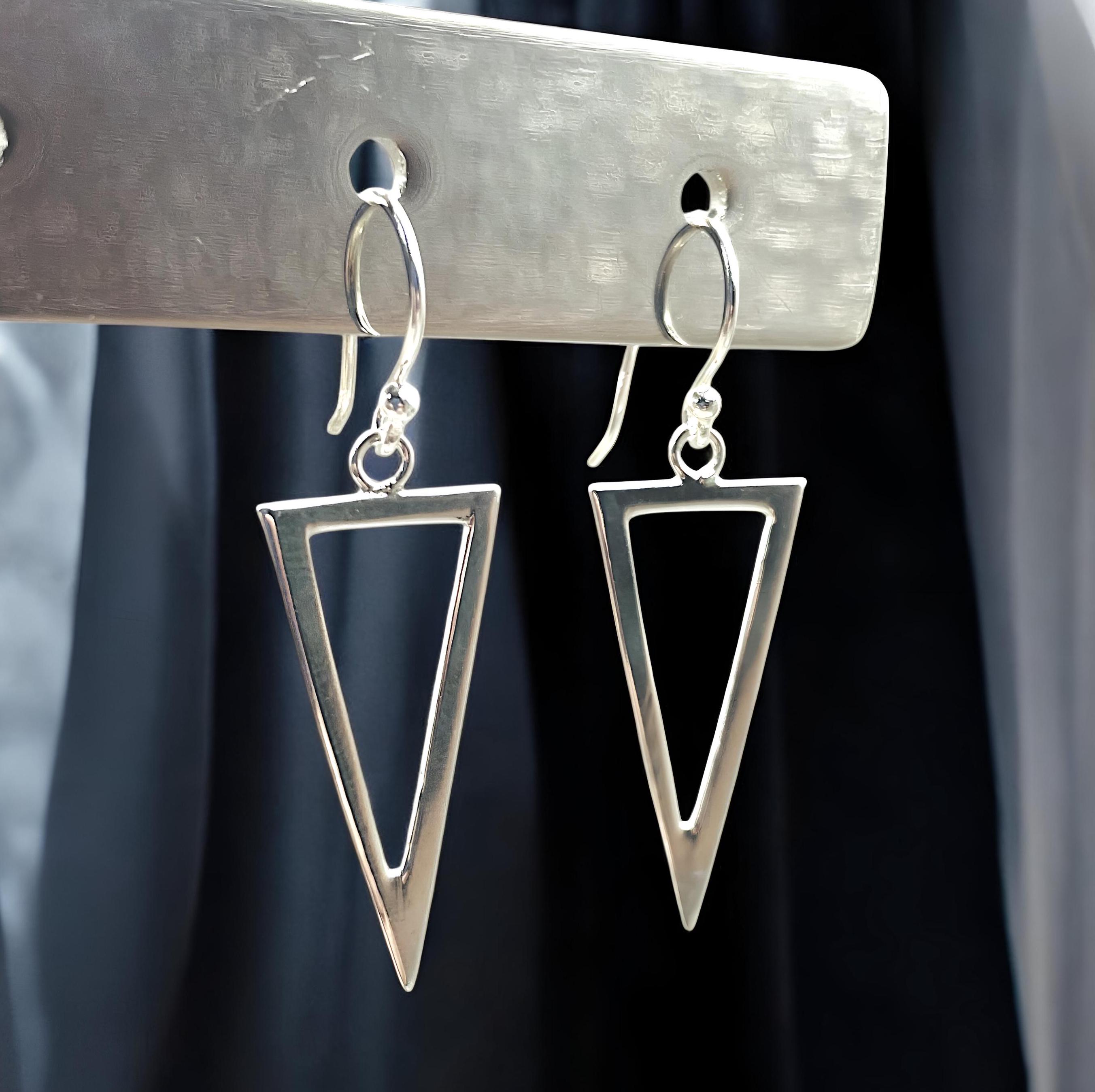 925 Sterling Silver Triangle Earrings: Minimalist Geometric Dangle 2051 ...