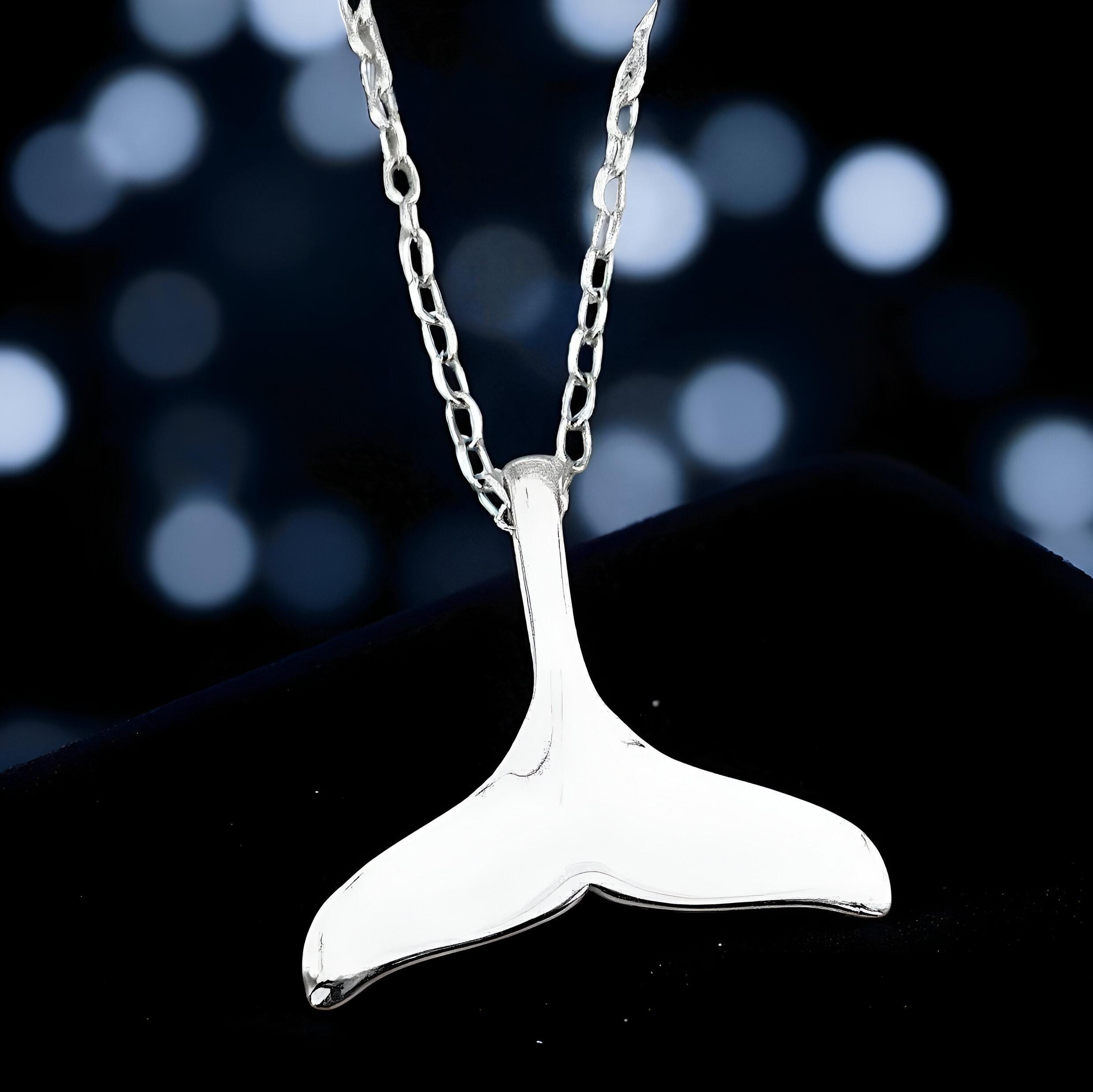 925 Sterling Silver Whale Tail Pendant Necklace: Lightweight Nautical ...