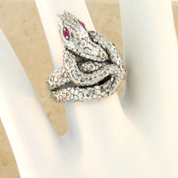 Vintage Estate Natural Ruby Eyed Snake Ring in 925 Solid - Etsy