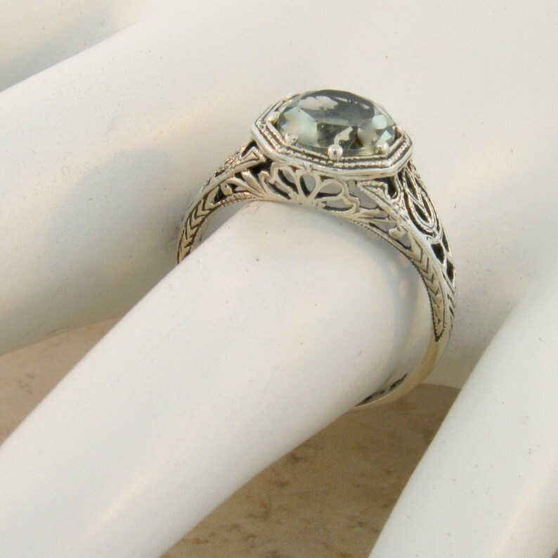 Vintage Estate Natural Green Amethyst Solitaire Filigree Ring - Etsy