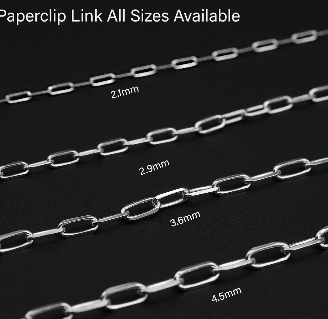 925 Sterling Silver Paperclip Chain Necklace: Diamond-cut Italian ...