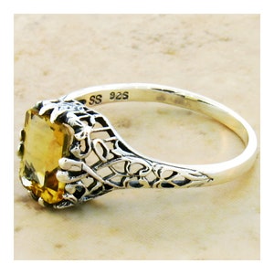 Vintage Natural 1.50 Carat Citrine Ring: Filigree 925 Sterling Silver ...