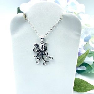 925 Sterling Silver Octopus Pendant, Sea Creature Necklace, Marine Life ...