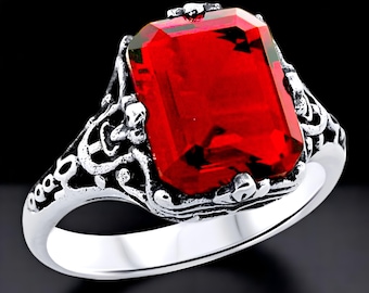 Vintage Sim. Ruby Ring: 925 Sterling Silver Filigree 1205 - Etsy