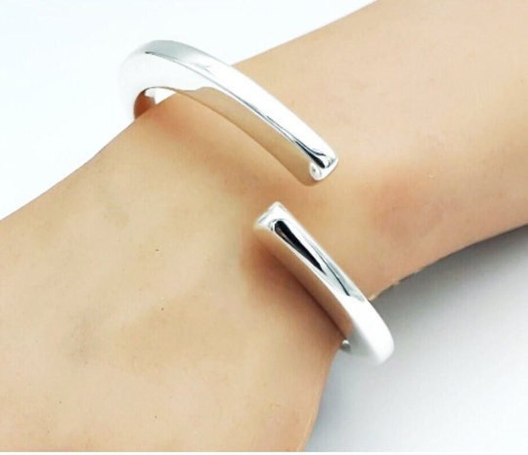 925 Sterling Silver Torque Bangle Spring Hinged Bracelet,lightweight 6 ...