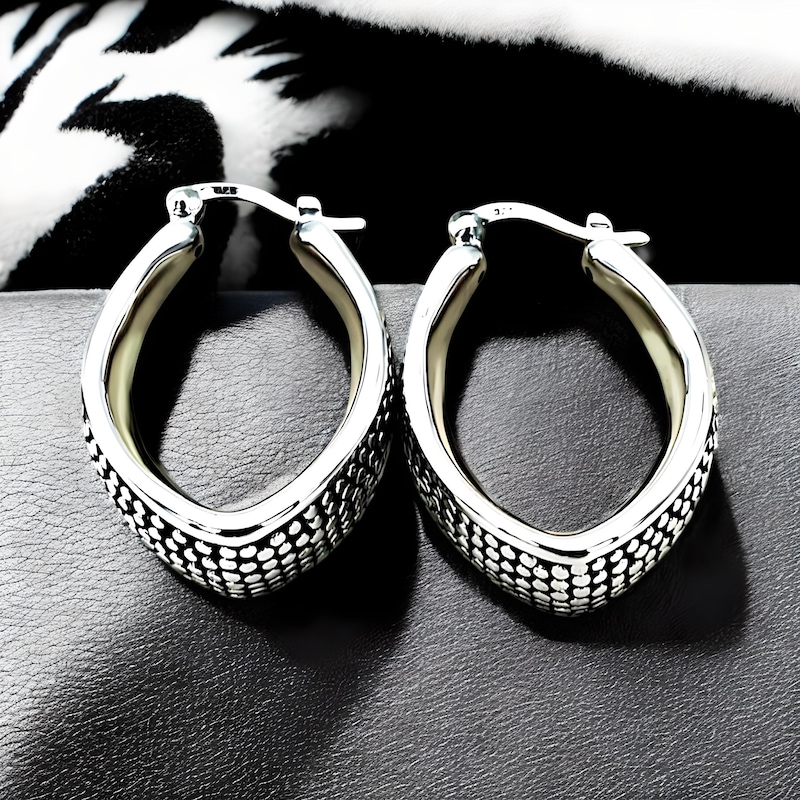 925 Sterling Silver Hoops Earring - Etsy