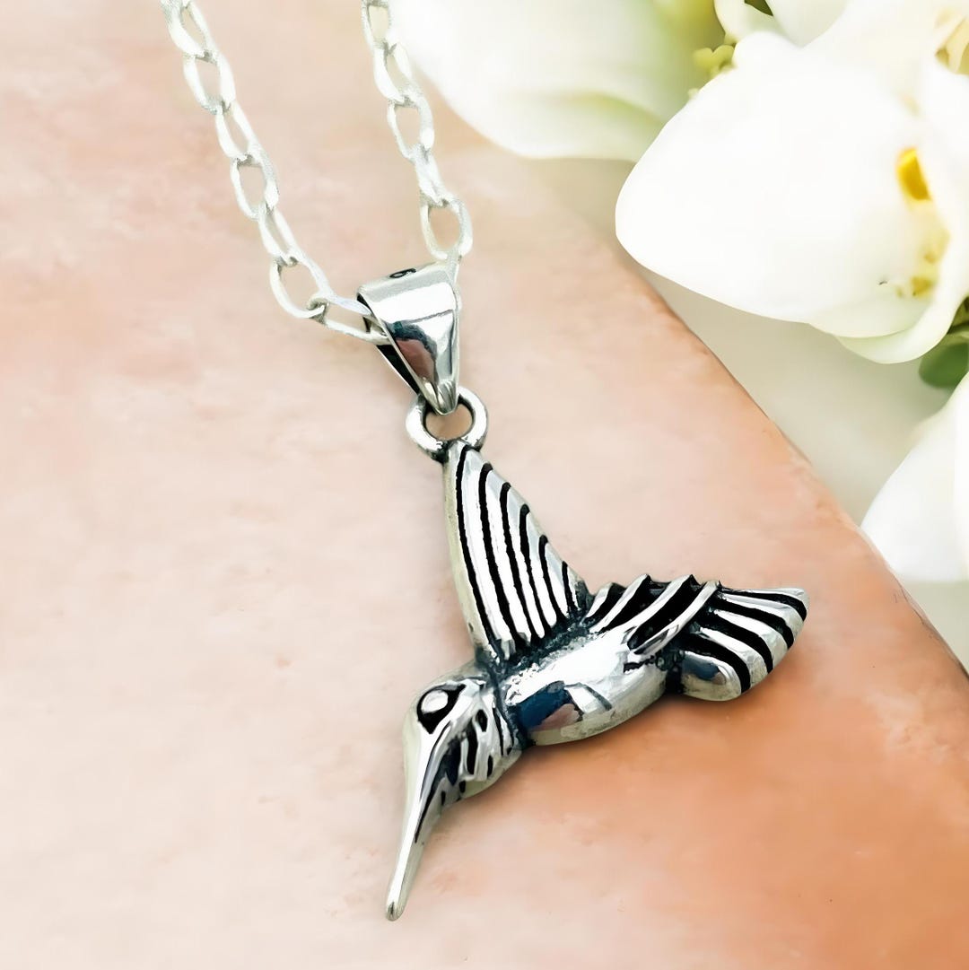925 Sterling Silver Hummingbird Pendant: Nature-inspired Bird Charm ...